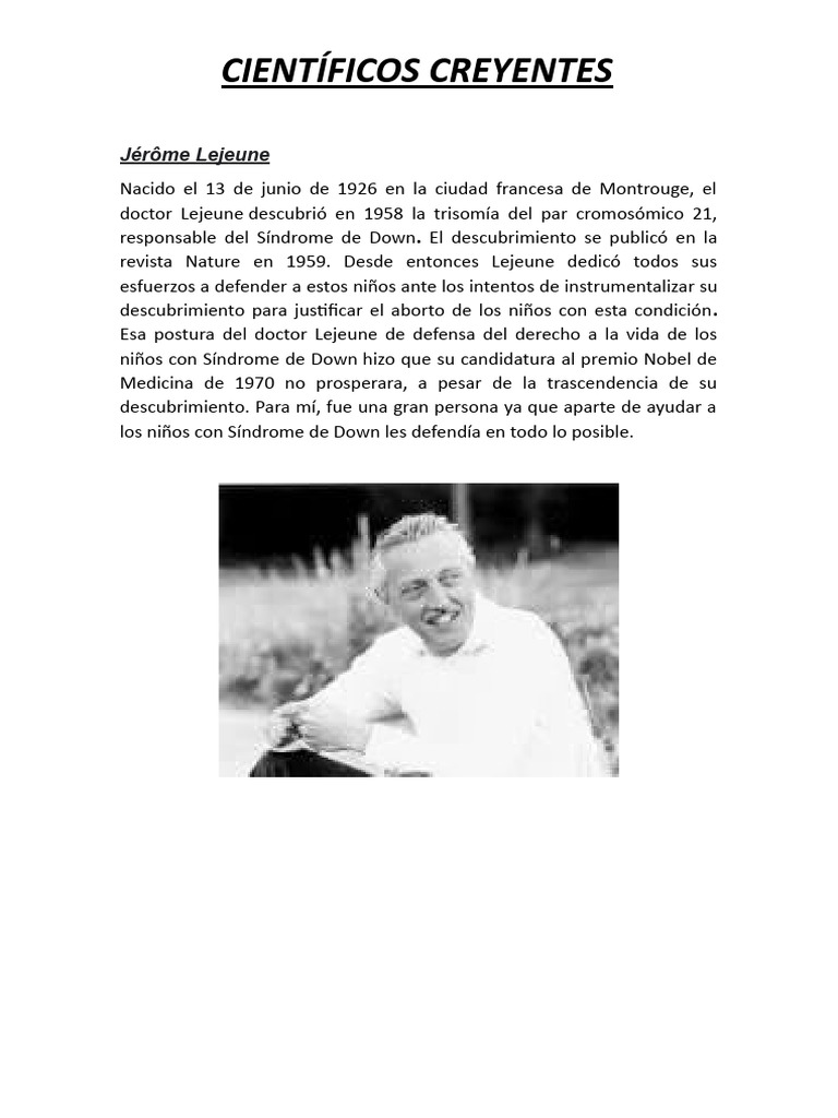 Jérôme Lejeune: Defensor del Síndrome de Down | PDF | Relaciones ...
