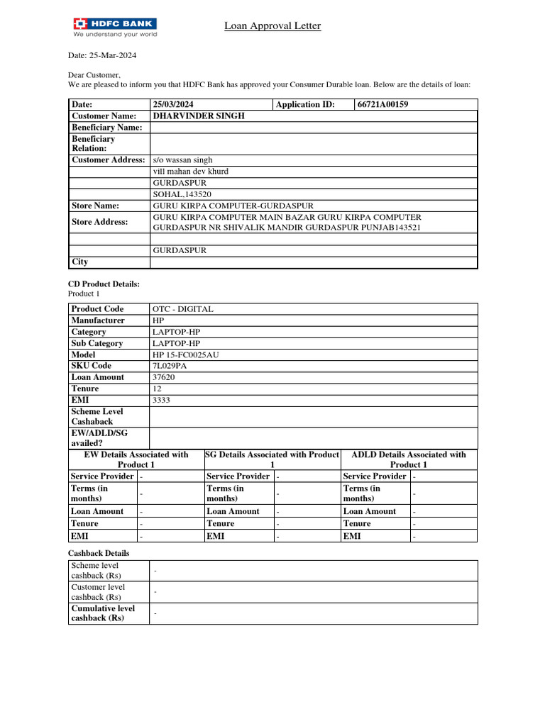 Loan Approval Letter | PDF | Credit Card | Banking