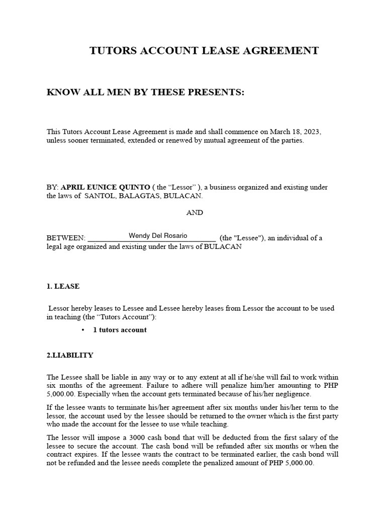 Agreement Draft 1 | PDF | Lease | Private Law