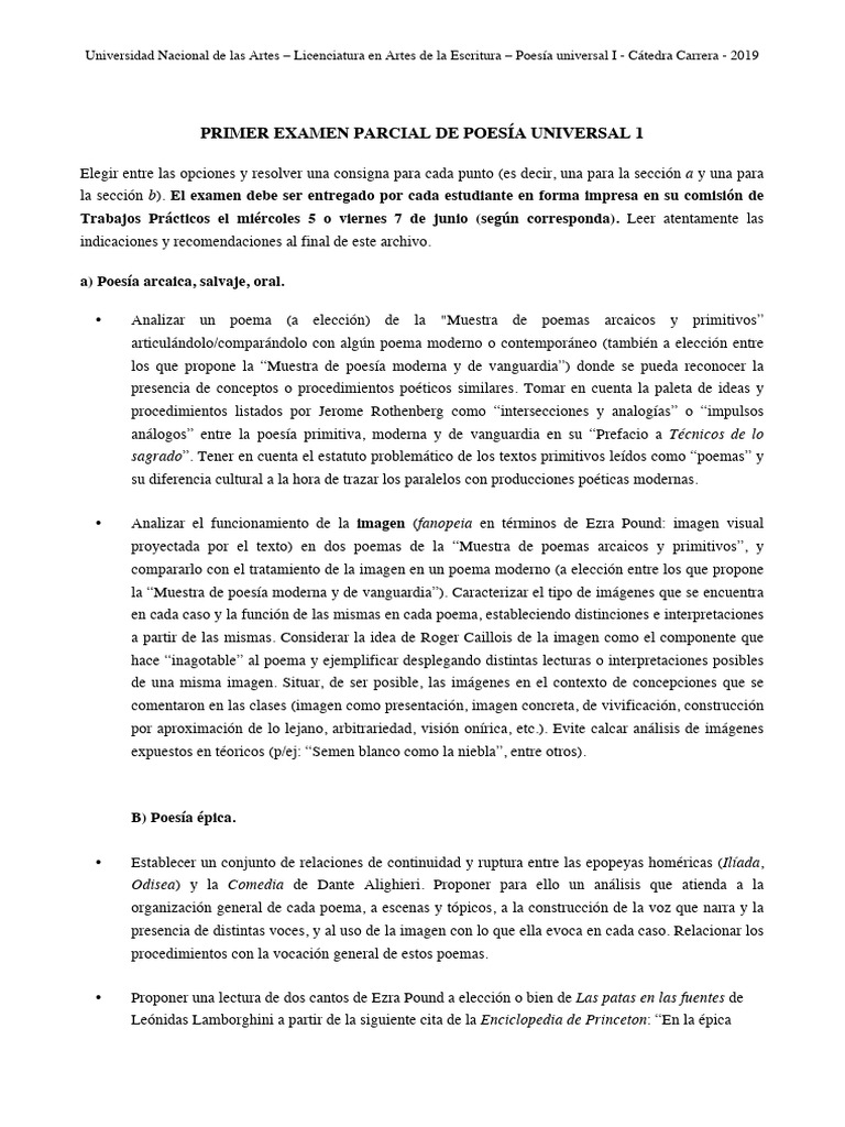 Examen de Poesía Universal I | PDF | Poesía