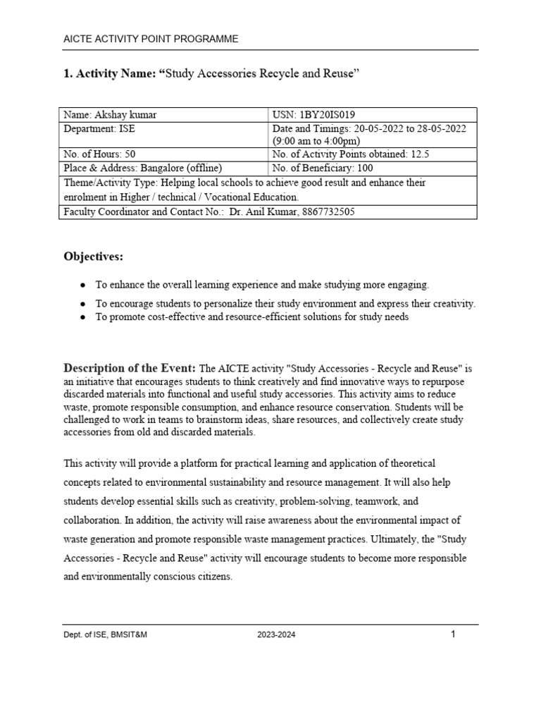 AICTE Student Activity Initiatives | PDF | Menstruation