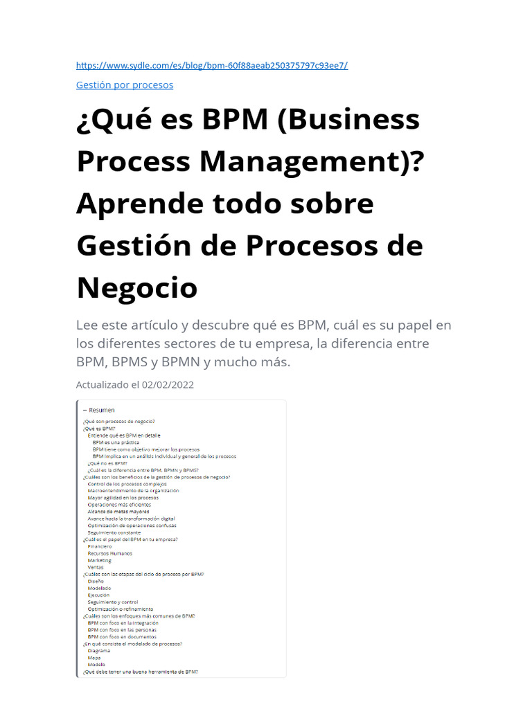 Qué Es BPM | PDF | Gestión de Procesos de Negocio | Procesos de negocio