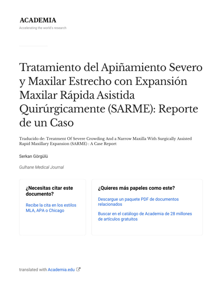 Treatment Of Severe Crowding And a Narrow Maxilla With Surgically ...