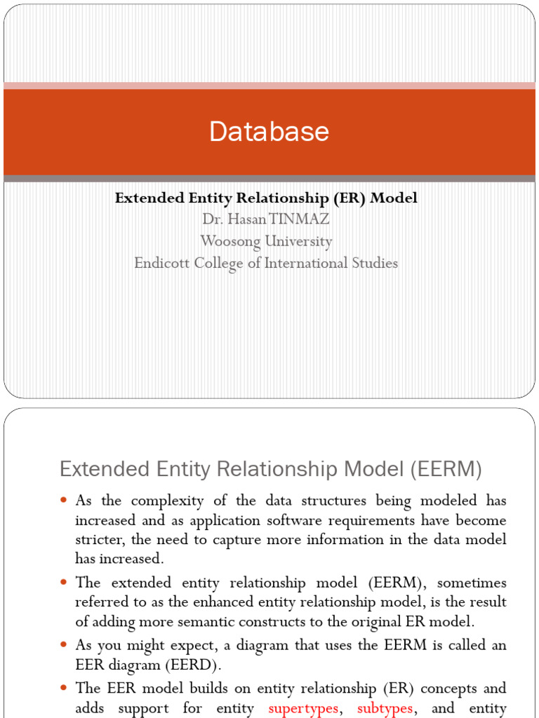 Extended Entity Relationship Model Explained | PDF | Inheritance ...