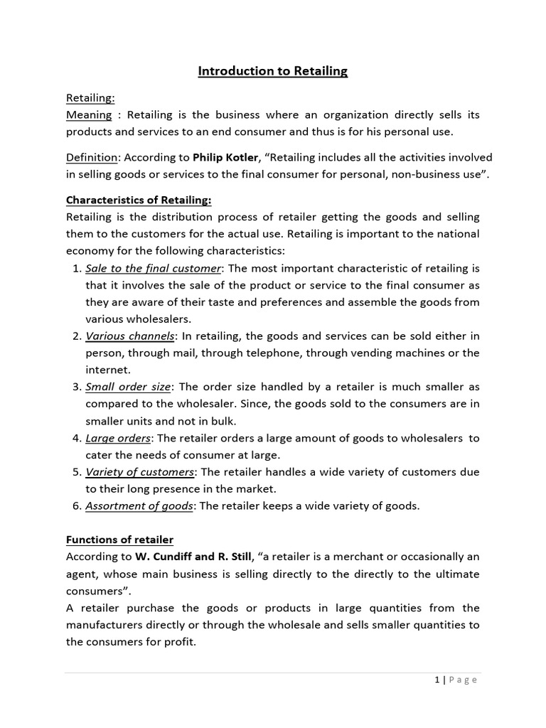 Intro To Retailing Modified | PDF | Franchising | Retail