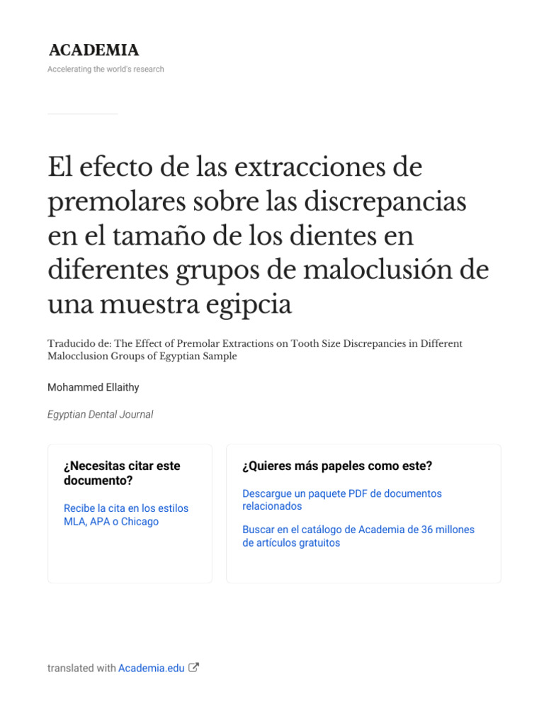 The Effect Of Premolar Extractions On Tooth Size Discrepancies In