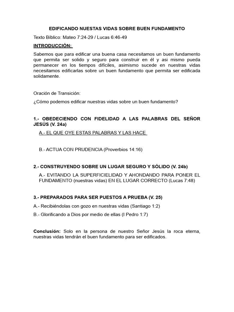 Edificando Sobre Un Buen Fandamento | PDF
