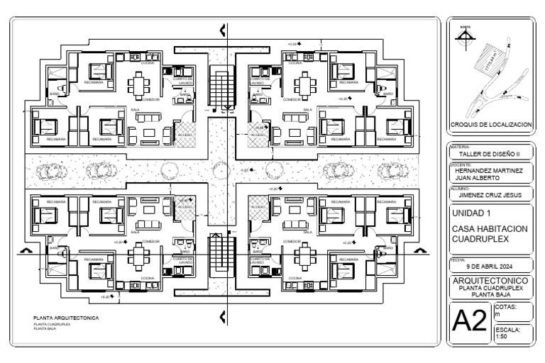 Unidad 1 Casa Habitacion Cuadruplex: Croquis de Localizacion | PDF