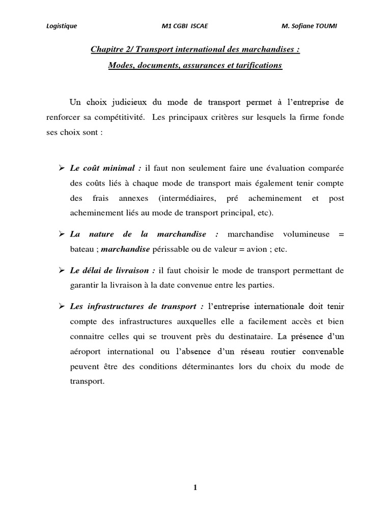 Modes de transport international des marchandises | PDF | Connaissement ...