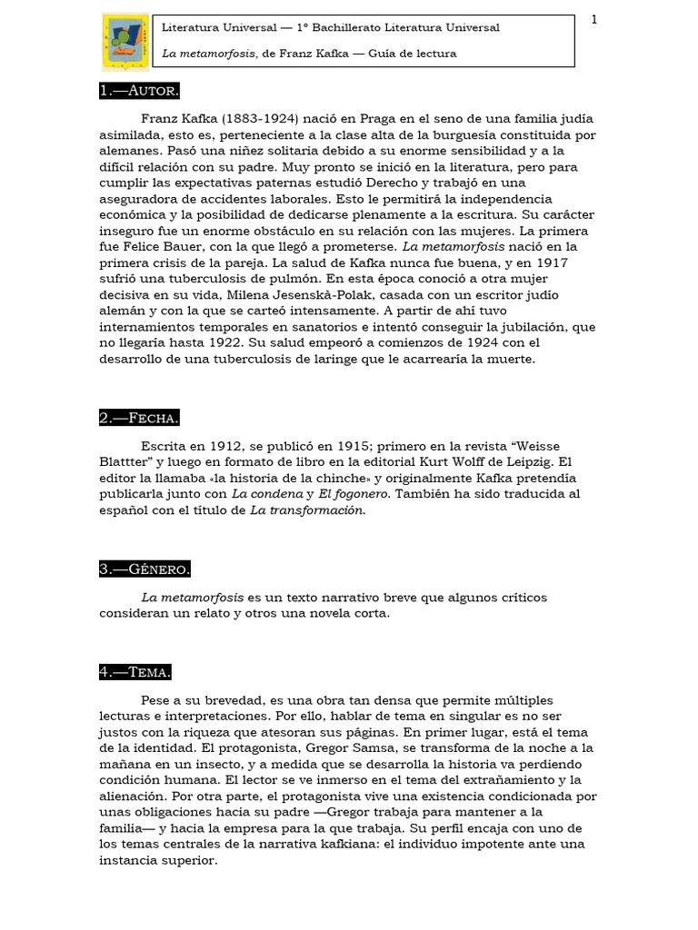 Apuntes Sobre Kafka y La Metamorfosis | PDF | Franz Kafka | La metamorfosis Apuntes Sobre Kafka y La Metamorfosis | PDF | Franz Kafka | La metamorfosis