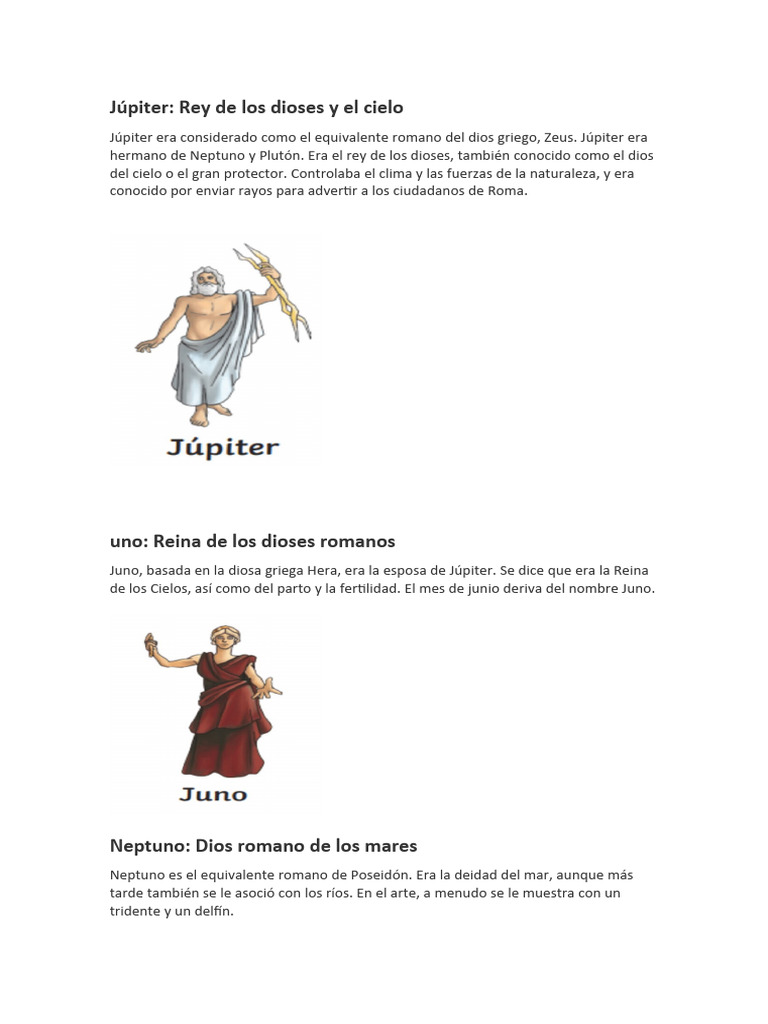 Júpiter y los dioses romanos principales | PDF | Doce olímpicos ...