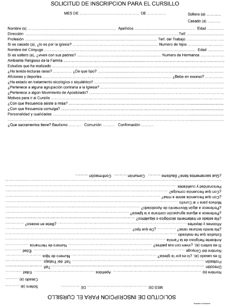 Planilla de Cursillo | PDF