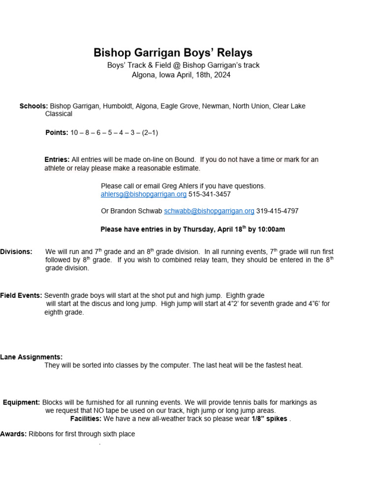 2021 bgjh relays-boys information | PDF | Track And Field | Individual ...