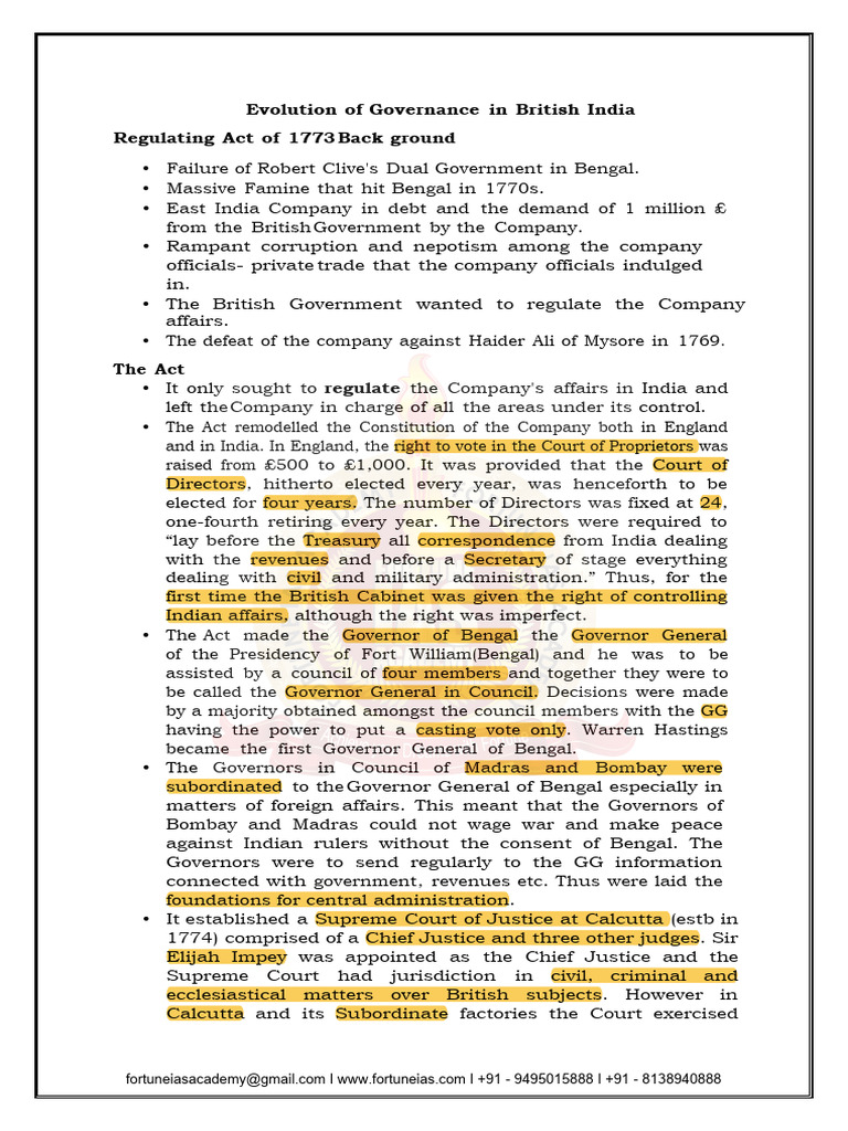 Evolution of Governance in British India | PDF | British Raj | Legislature