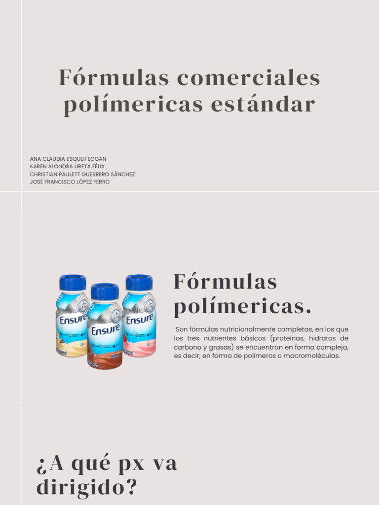Fórmulas Nutricionales Poliméricas Completas | PDF