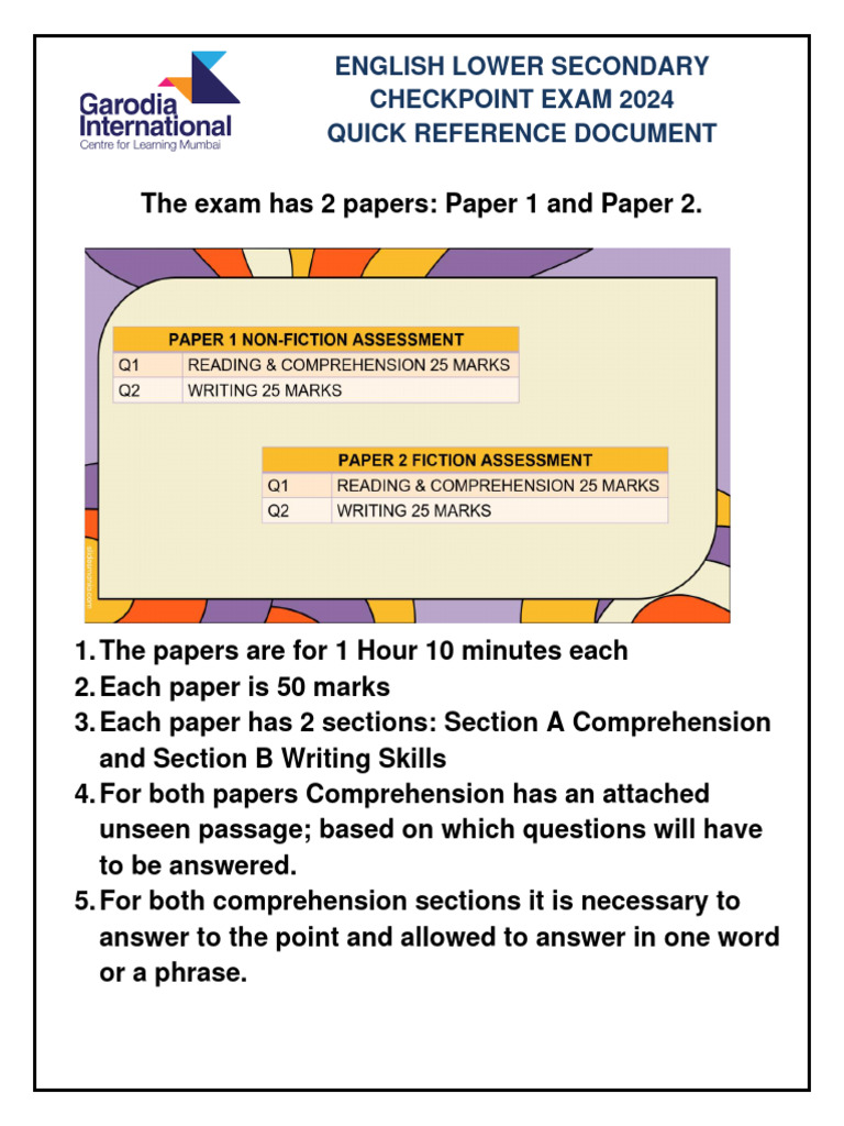 English Checkpoint Exam Tips 2024 | PDF