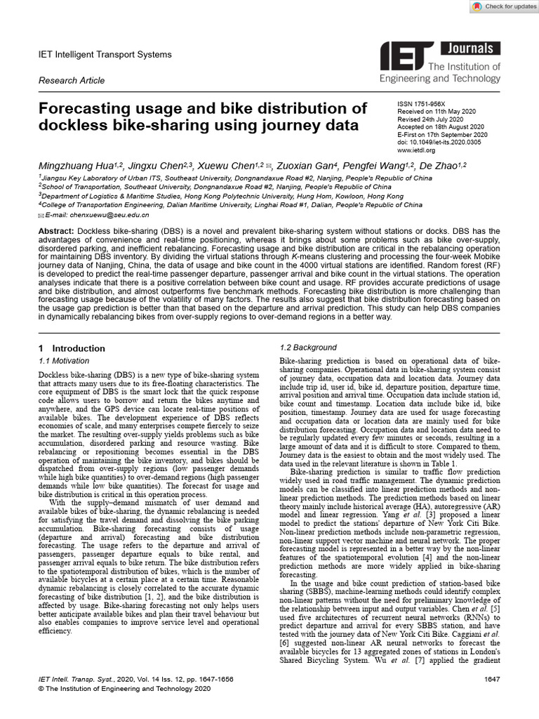 Iet Intelligent Trans Sys 2020 Hua Forecasting Usage And Bike