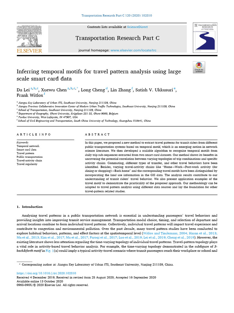 Inferring temporal motifs for travel pattern analysis using large scale ... Inferring temporal motifs for travel pattern analysis using large scale ...