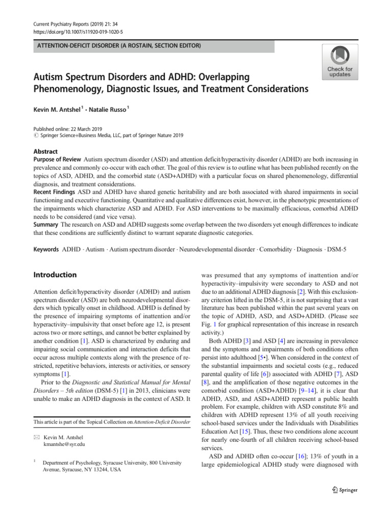 ASD and ADHD: Diagnosis and Treatment Insights | PDF | Attention ...