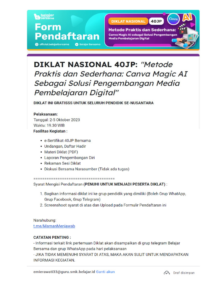 CONTOH FORM PENDAFTARAN | PDF