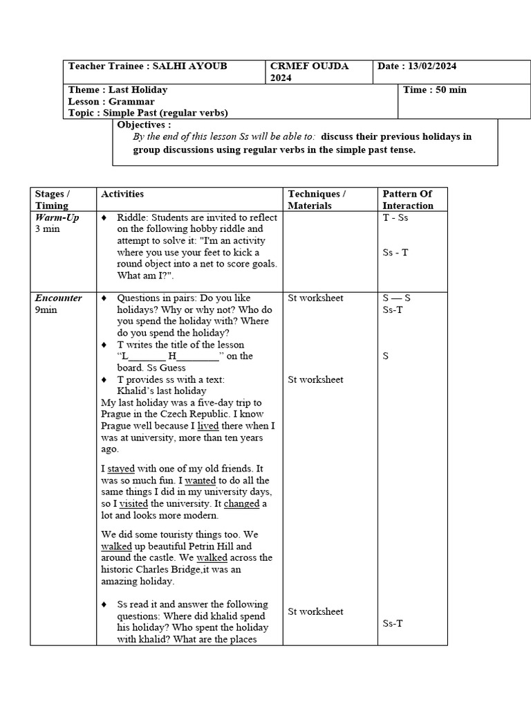 Grammar Lesson Plan 26 Feb | PDF | Verb | Linguistics