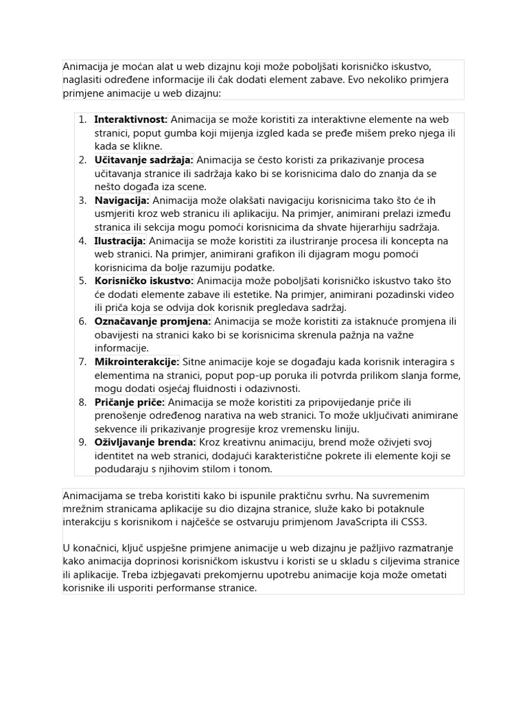 Primjena animacije 14.03. | PDF
