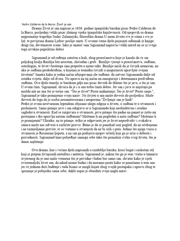 Esej Zivot Je San | PDF