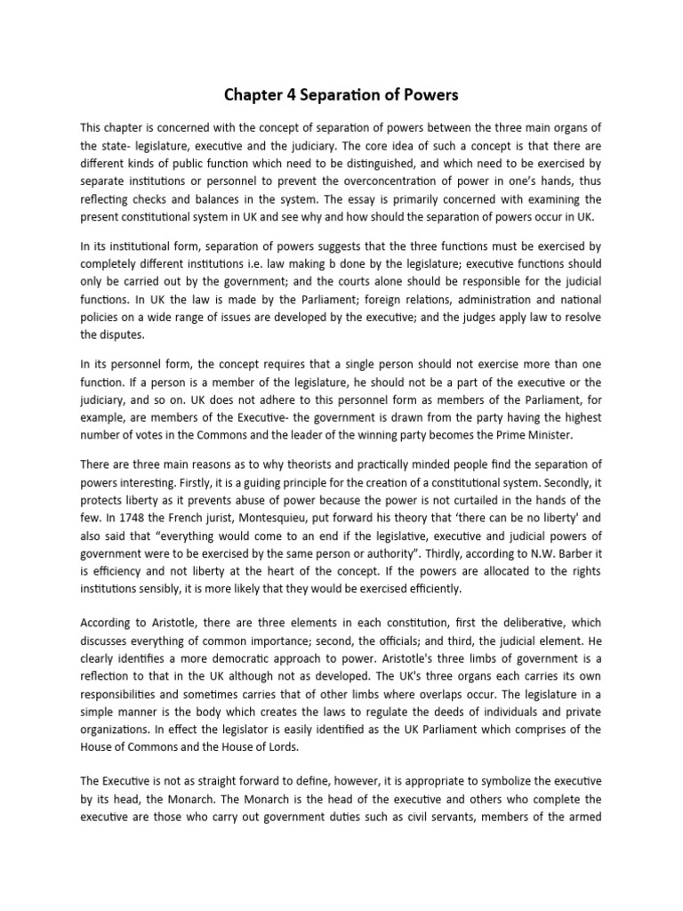 Chapter 4 Separation of Powers | PDF | Separation Of Powers | Judiciaries