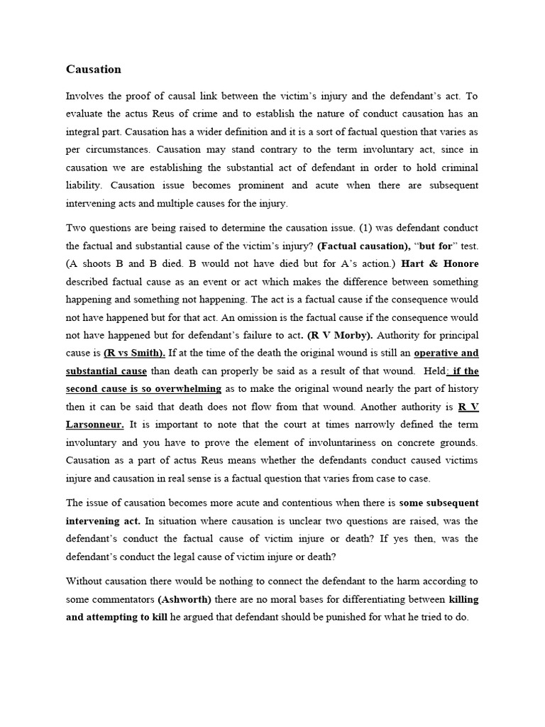 Causation notes complete | PDF | Causation (Law) | Public Law
