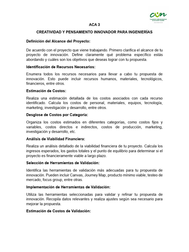 Aca 3 - Creatividad y Pensamiento Innovador para Ingenierías | PDF | Marketing | Innovación