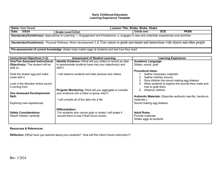 edt 317 music lesson plan | PDF | Learning | Early Childhood Education
