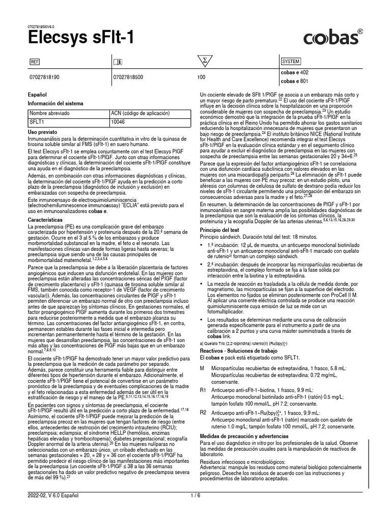 Insert Elecsys-sFlt Es | PDF | Calibración | Especialidades Medicas