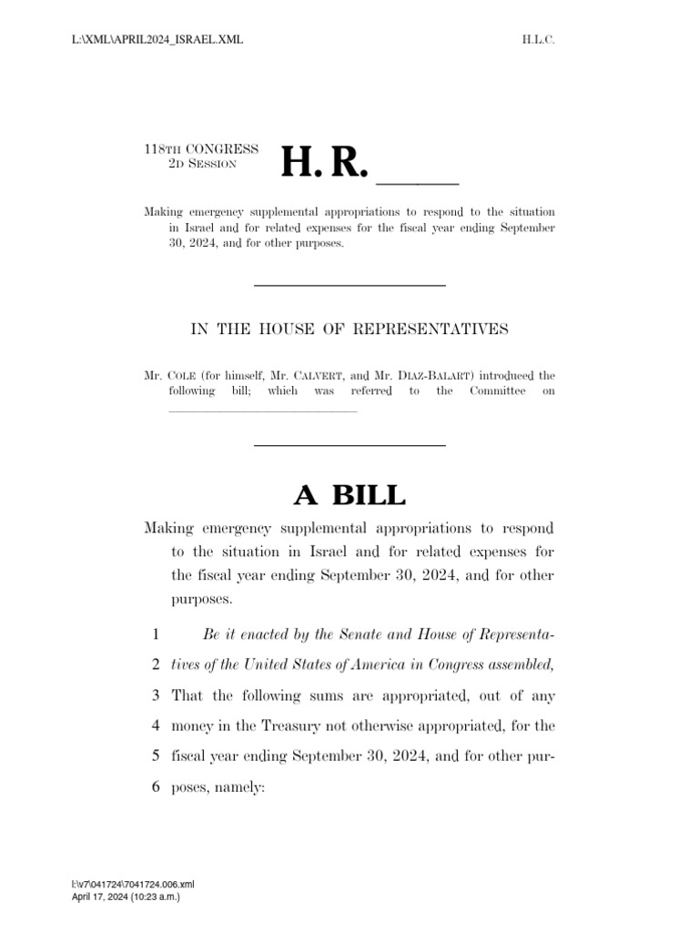 Israel Bill April 17 2024 | PDF | United States Department Of State ...