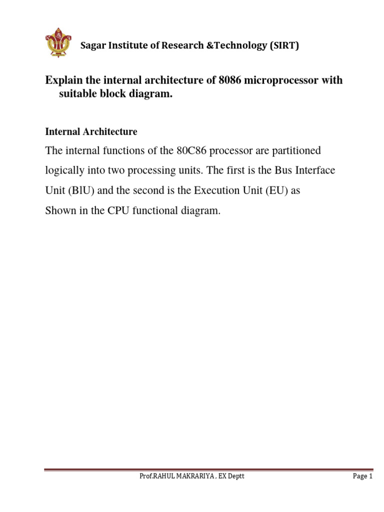 Architecture 0f 8086 | PDF | Central Processing Unit | Computer Science