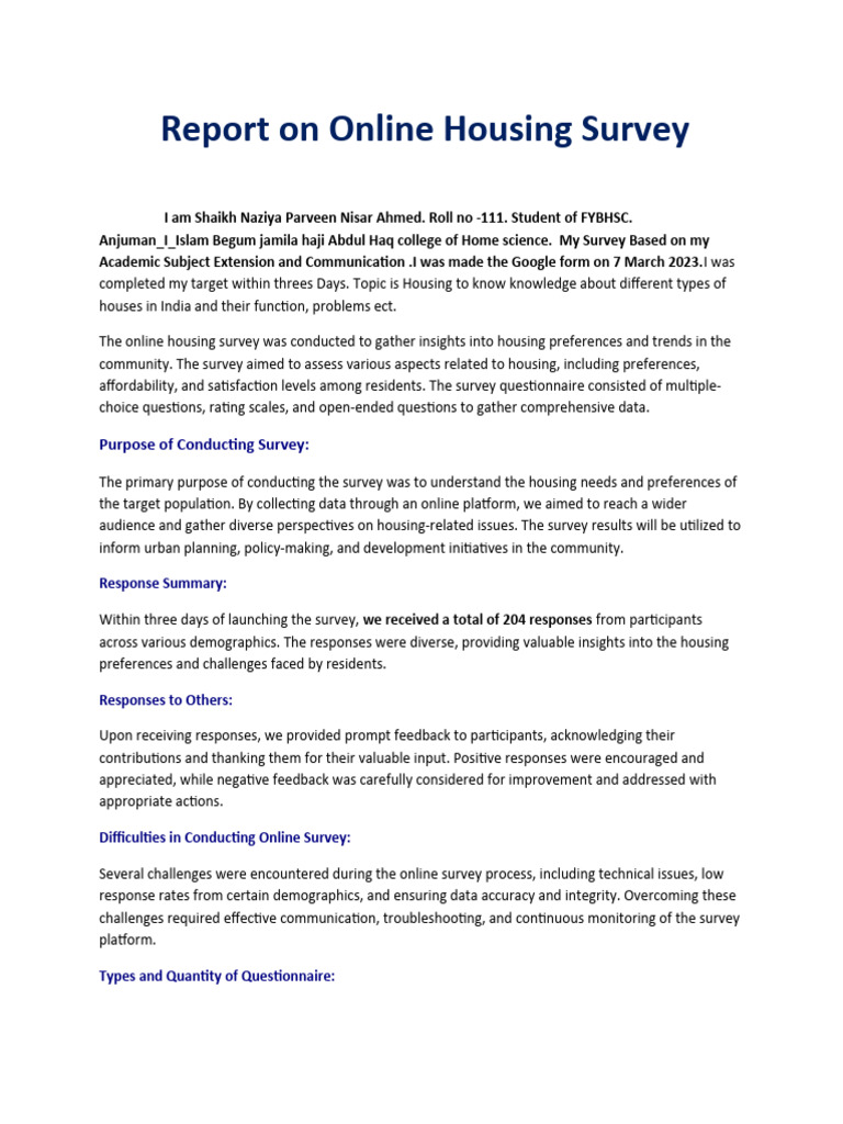 Report On Onlin-WPS Office | PDF | Questionnaire | Apartment