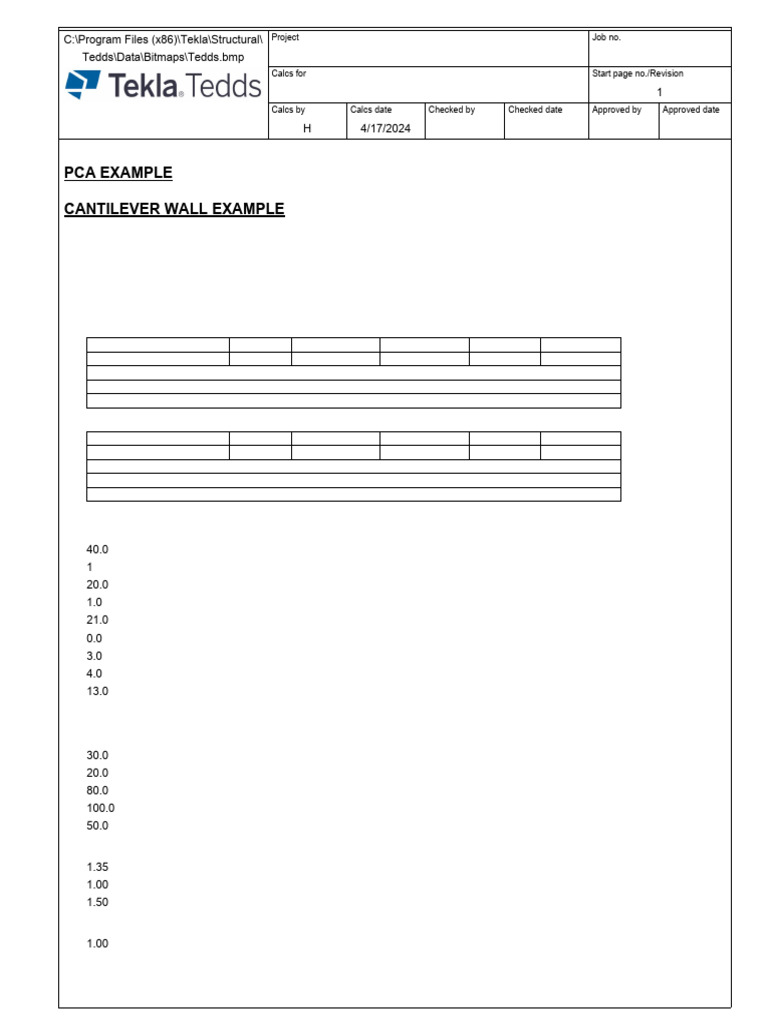 Pca Example Cantilever Wall Example: C:/Program Files (x86) /Tekla ...