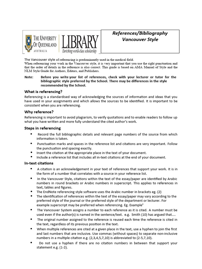 Vancouver Style | Download Free PDF | Citation | Written Communication