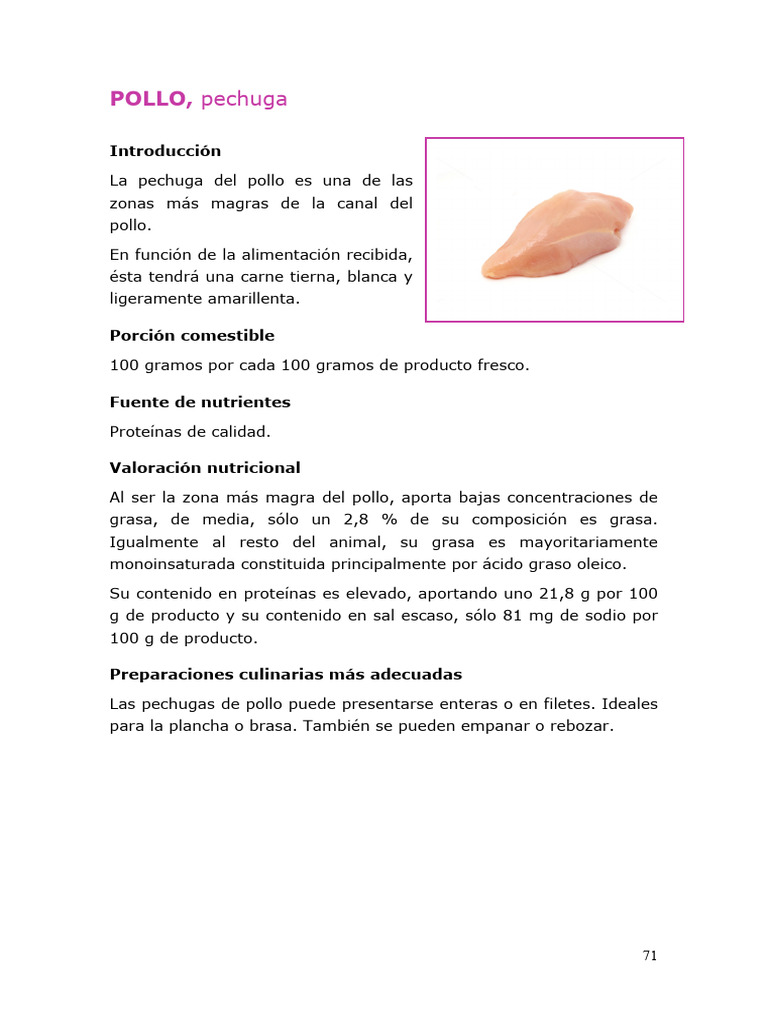 Pollo Pechuga | PDF | gordo | Ácido graso