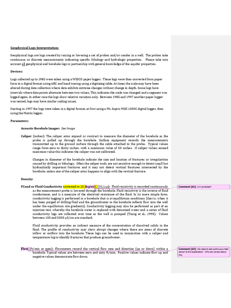 Geophysical Log Interpretation | PDF | Flow Measurement | Porosity