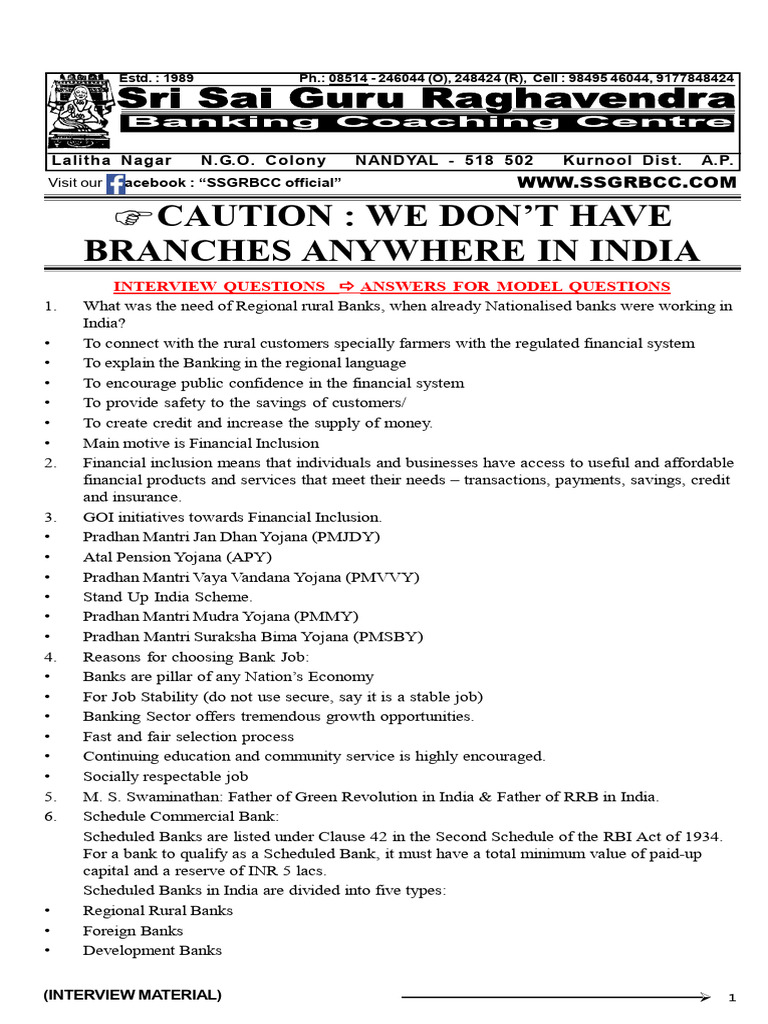 Interview Questions and Answers With Link | PDF | Reserve Bank Of India ...