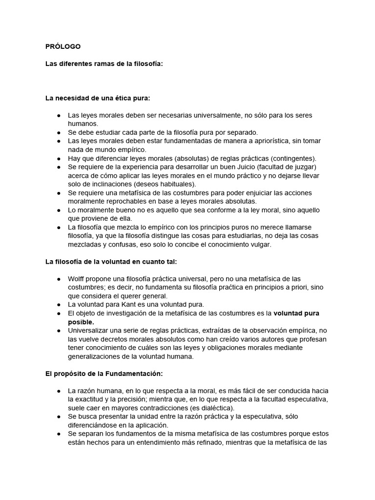 Fundamentación de La Metafísica de Las Costumbres (1785) - Kant | PDF ...