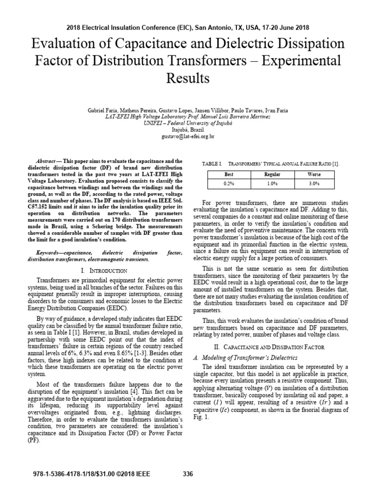 IEEE Evaluation of Capacitance and Dielectric Dissipation Factor of ...