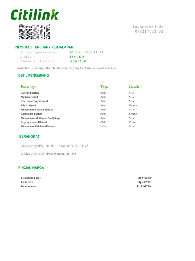 DPS-CGK 12mei 7pax 1chd 1inf | PDF