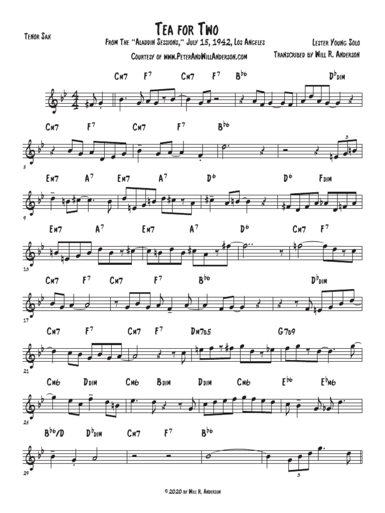 Lester Young Tea For Two | PDF