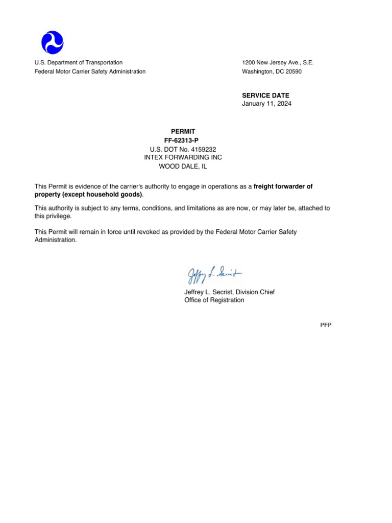 FMCSA Freight Carrier Permits | PDF | Common Carrier | Regulatory ...
