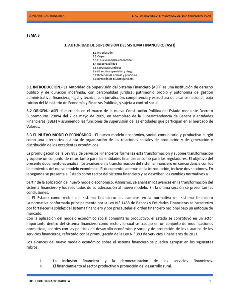 3 Autoridad Del Sistema Financiero (Asfi) | PDF | Sistema financiero | Contabilidad