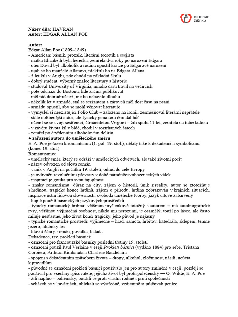 Edgar Allan Poe - Havran | PDF