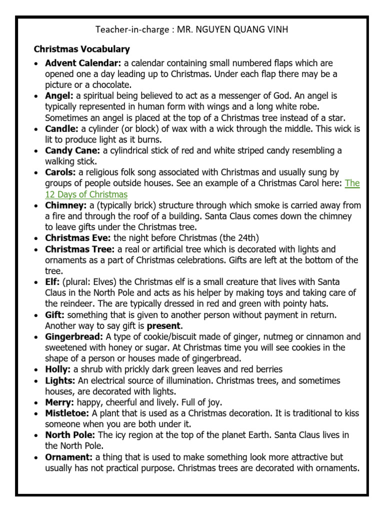 Christmas Vocabulary - MR QUANG VINH | PDF | Christmas | Santa Claus