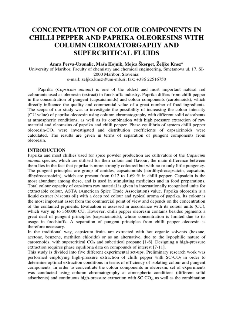 Silo - Tips - Concentration of Colour Components in Chilli Pepper and ...