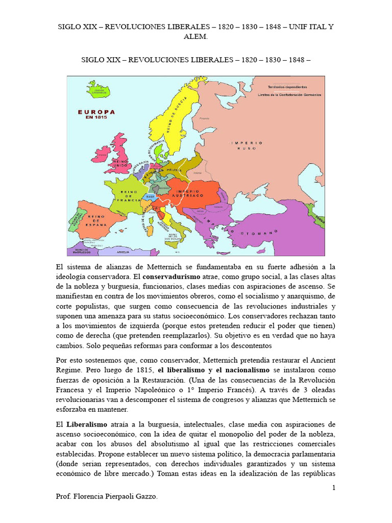 Revoluciones Liberales y Conformación Del Mapa Europeo. | PDF | Nación | Imperio ruso